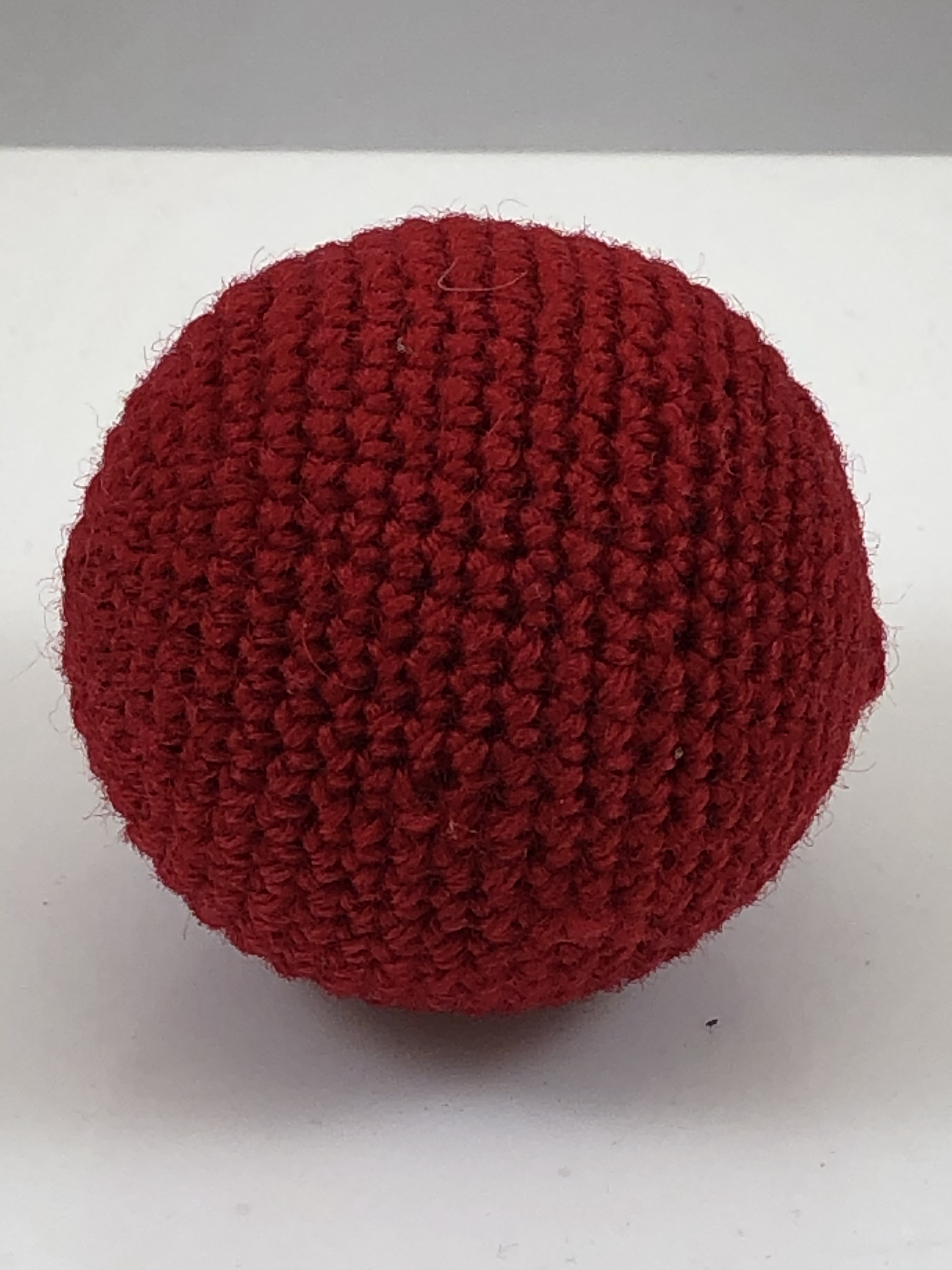 Hand knit Crocheted Ball 2-inch Solid Red - Magic Methods